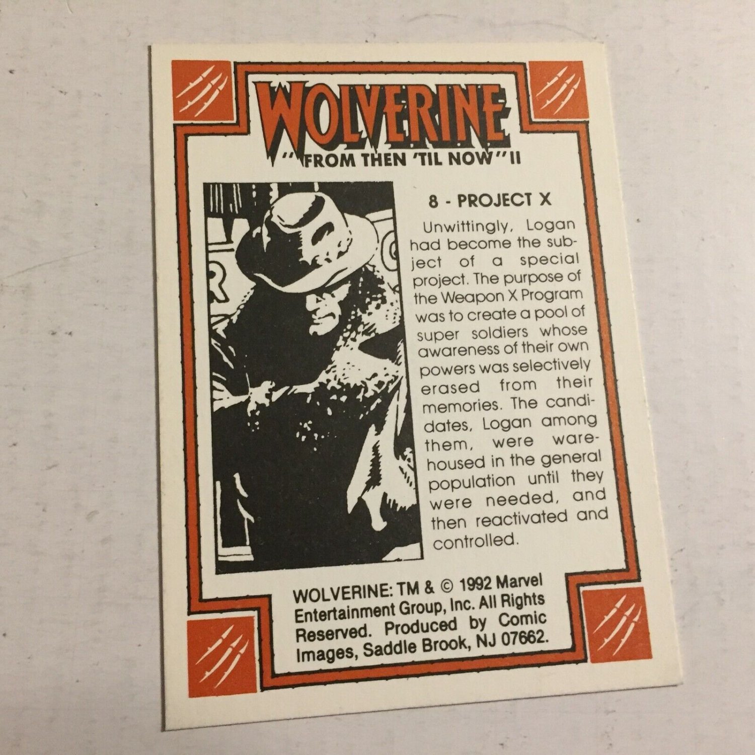 1992 Marvel Wolverine Project X Comic Trading Card