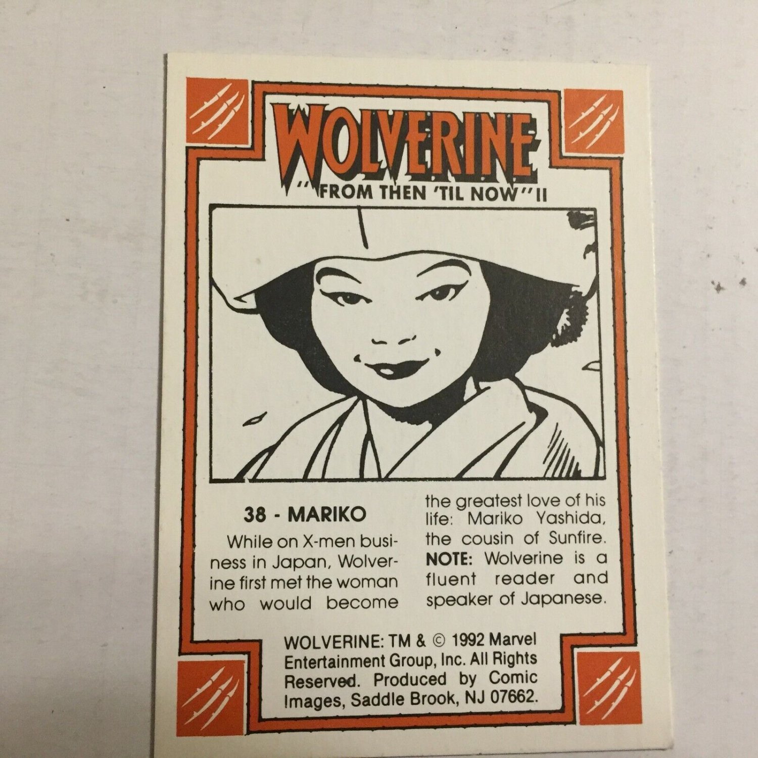 1992 Marvel Wolverine Mariko Comic Trading Card