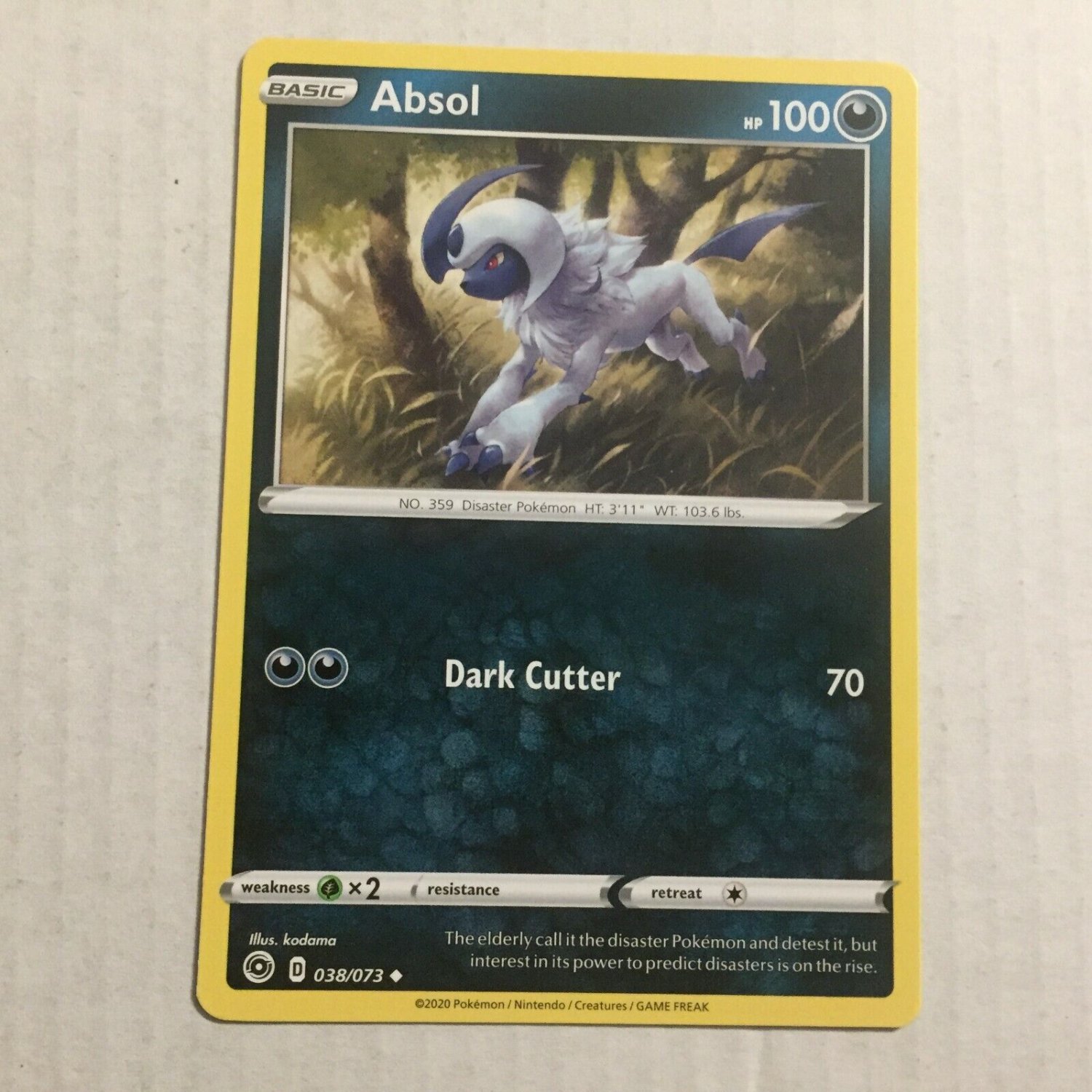 2020 Pokemon Absol Basic Uncommon Trading Card 38/73