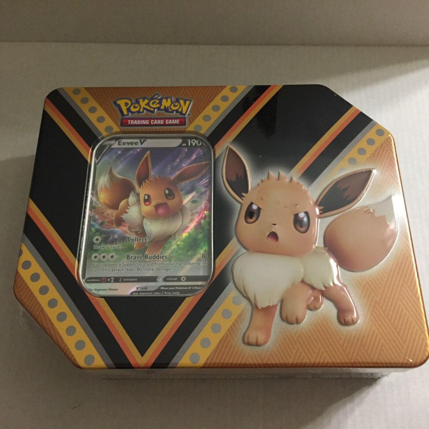 New Pokemon Holo Eevee Shining Fates Premium Tin