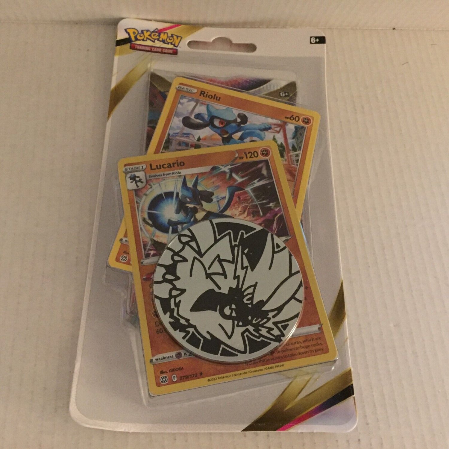 New Pokemon Lucario/Riolu Lost Origin Blister Pack + Coin