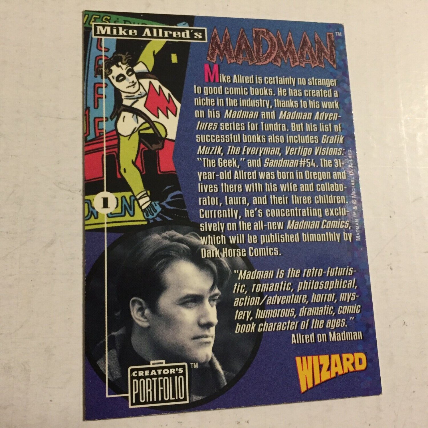 1993 Madman Creator's Portfolio Mike Allred Wizard Promo Trading Card