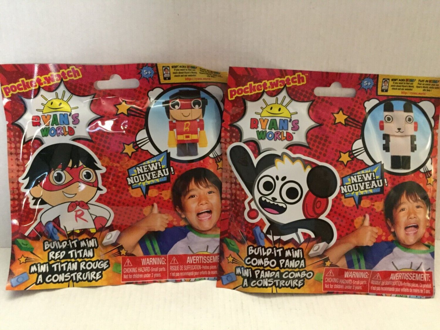 NEW Ryan's World Build-It Mini Red Titan & Mini Combo Panda Figures