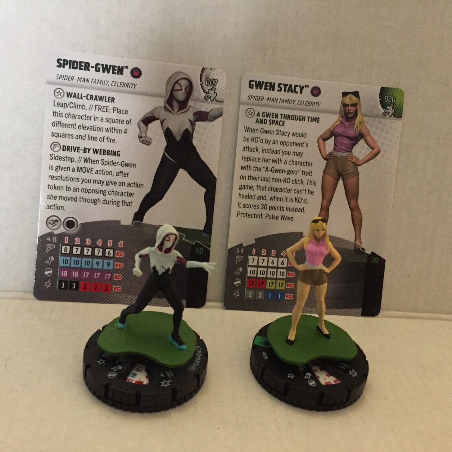 HeroClix Marvel Comics Spider Gwen & Gwen Stacy Game Figures & Game Cards