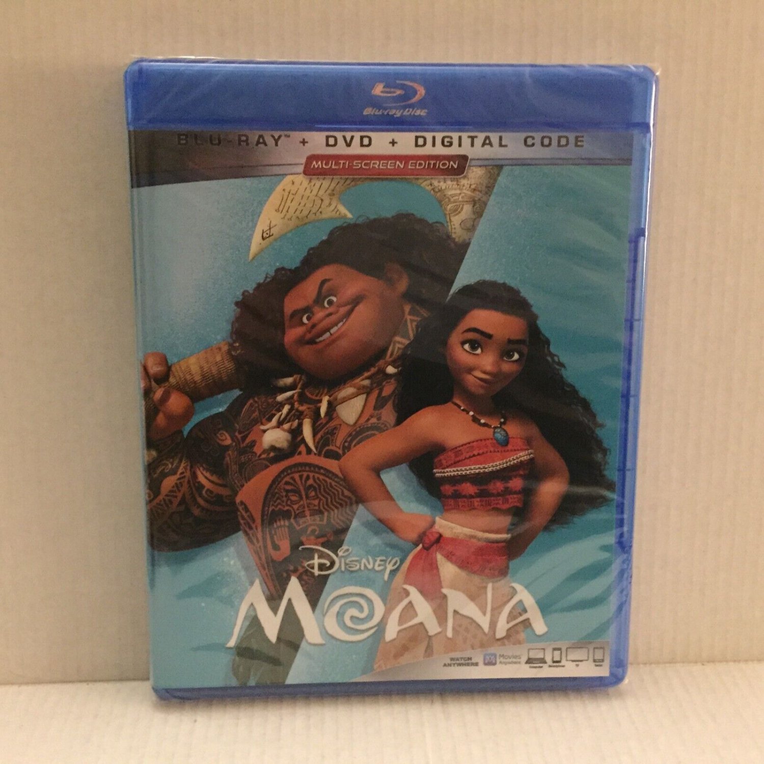 NEW Disney Moana Animated Movie Blu-Ray + DVD + Digital