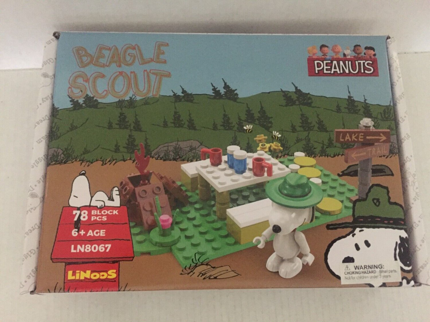 NEW Peanuts Beagle Scout Snoopy Park Bench Building Set - 78 Pieces