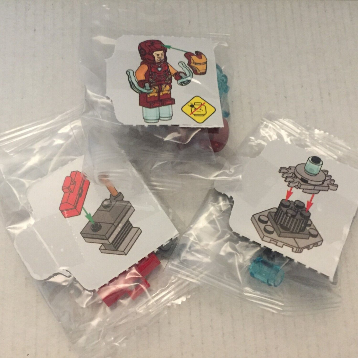 NEW Lego Marvel Iron Man Minifigure, Arc Reactor & Workbench Micro Sets