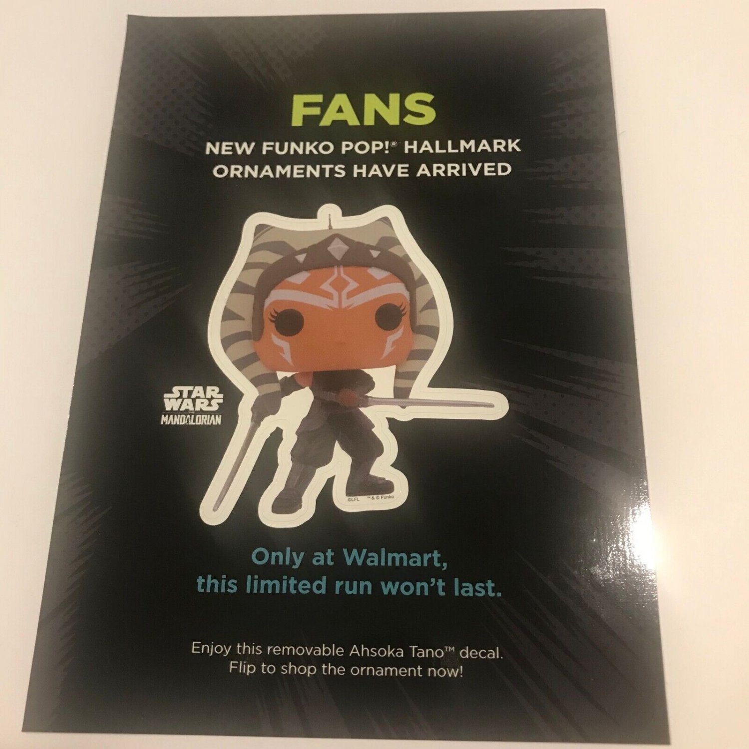 2023 SDCC Hallmark Star Wars Ahsoka Tano Funko Pop Decal