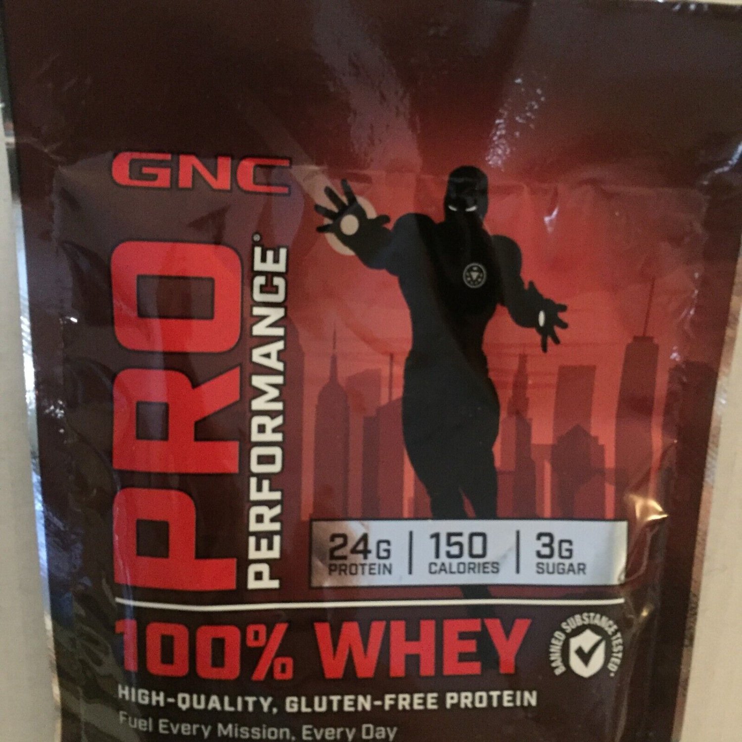 NEW GNC Pro Performance 100% Whey Marvel Iron Man Promo 1.34 oz Protein ...