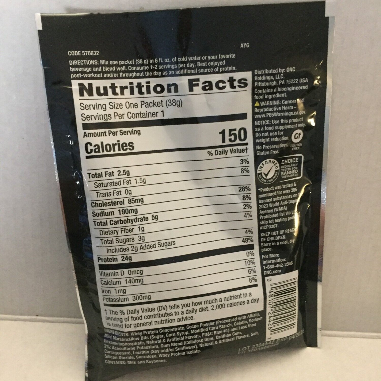 NEW GNC Pro Performance 100% Whey Marvel Iron Man Promo 1.34 oz Protein ...