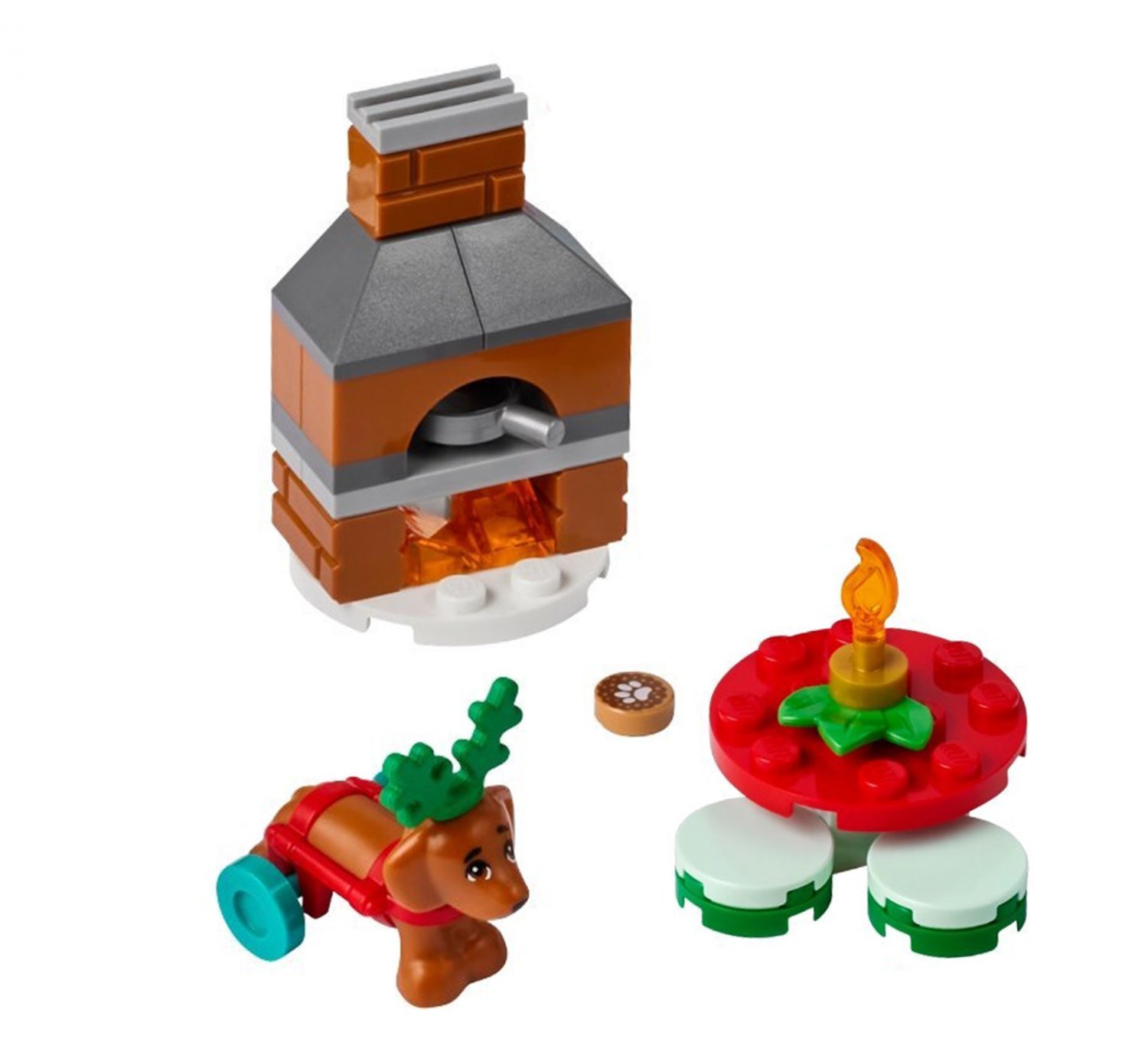 NEW Official Lego Holiday Fireplace, Candle & Roller Dog Mini Sets