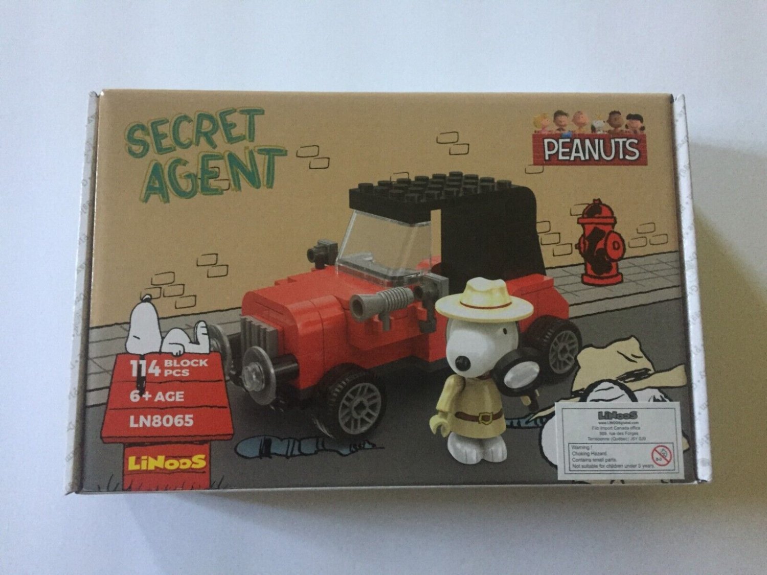 NEW Peanuts Snoopy Secret Agent Car Building Set - 114 Pieces