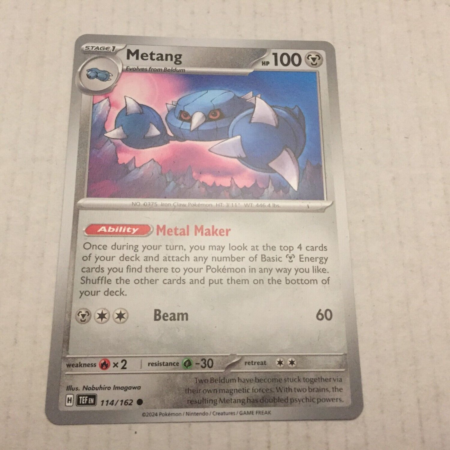 2024 Pokemon Metang Stage 1 Trading Card 114/162