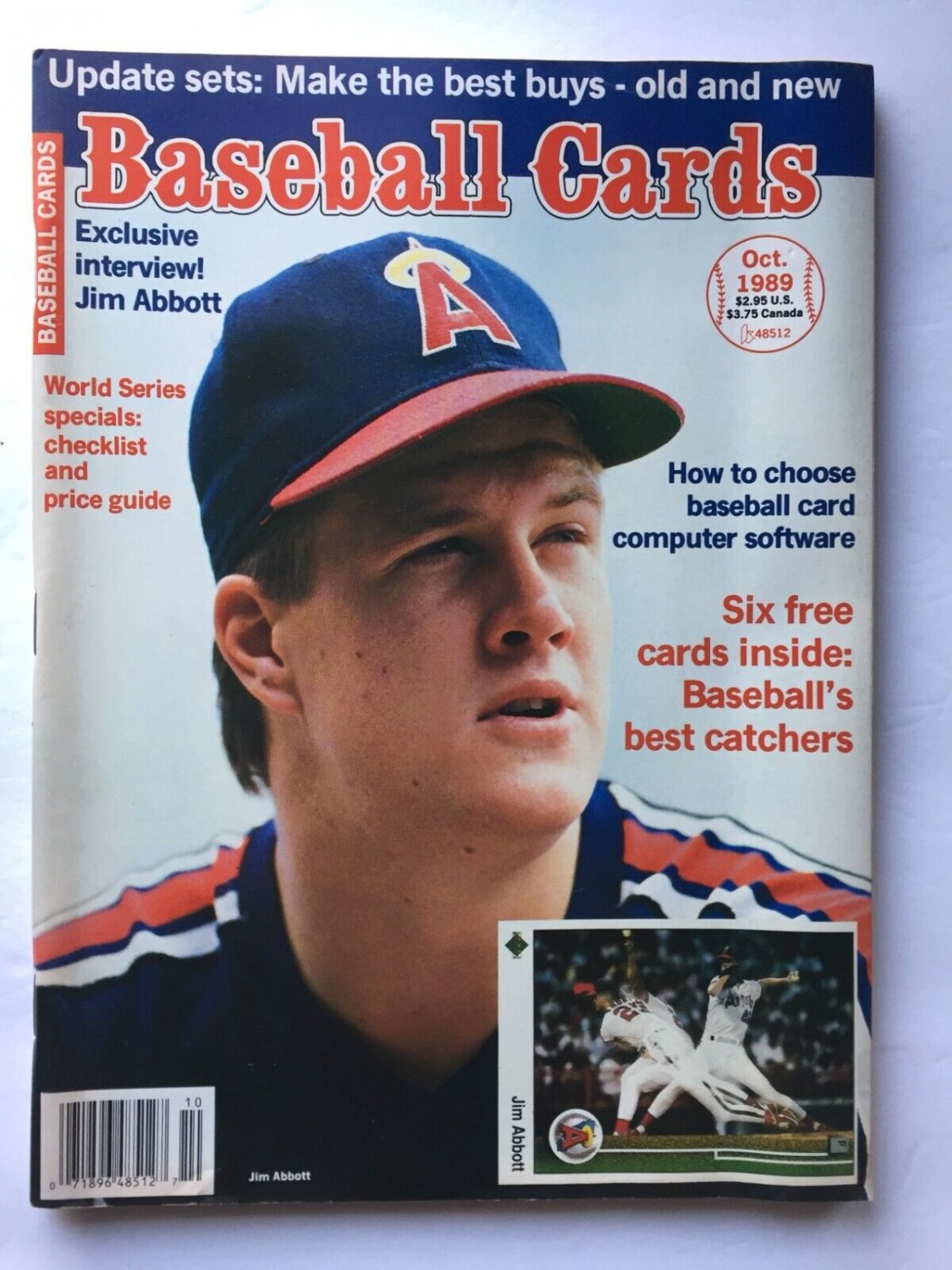October 1989 Baseball Cards Magazine - Angels Jim Abbott Cover + 6 ...
