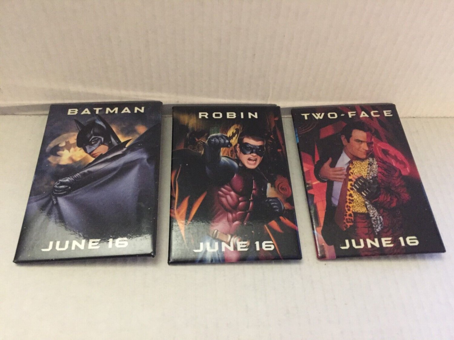 1995 DC Batman Forever Promo 3'' x 2'' Button Pins - Batman, Robin ...