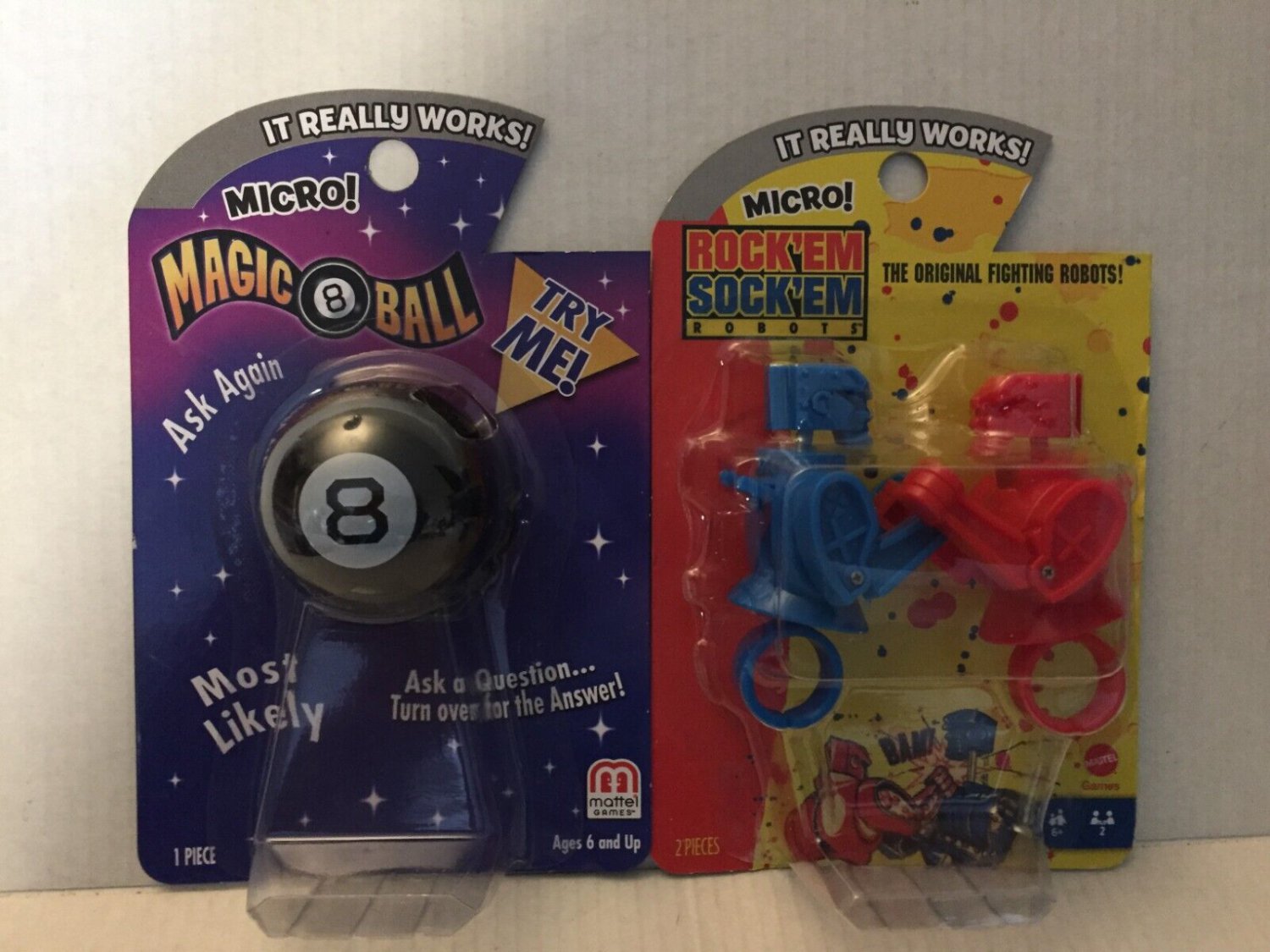 NEW Mattel Micro Toys - Magic 8 Ball & Rock'Em Sock'Em Robots