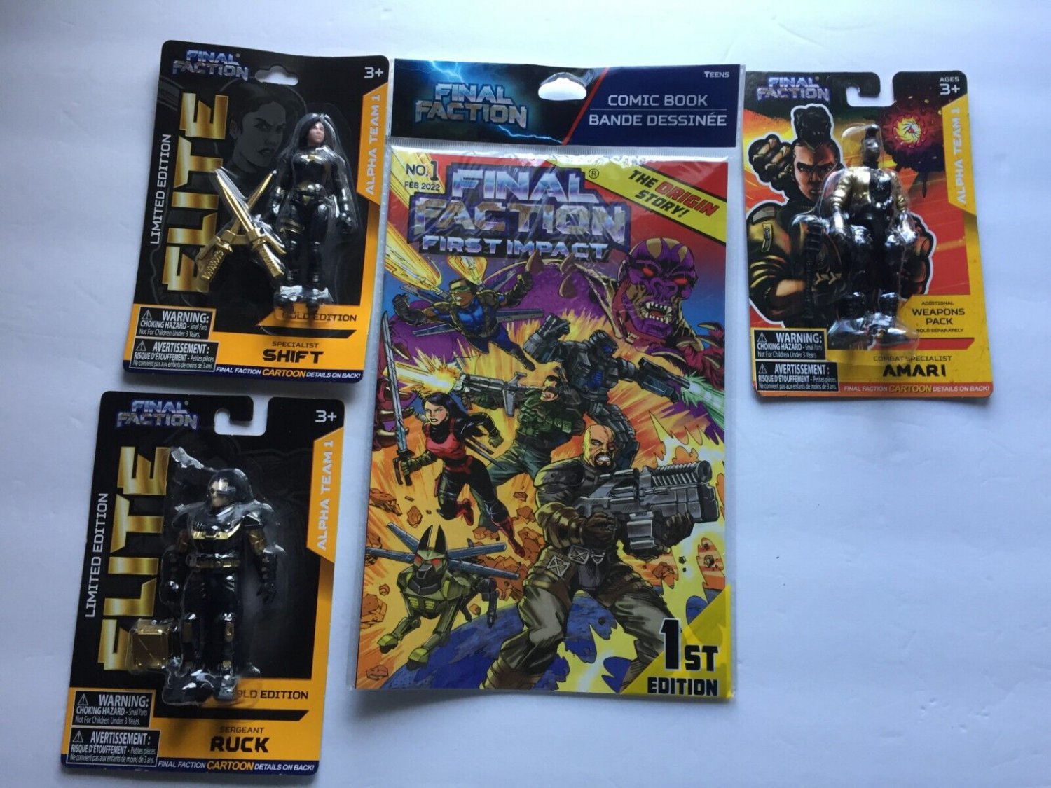2022 Final Faction First Impact 1st Edition Comic Book #1 & 3 Figures