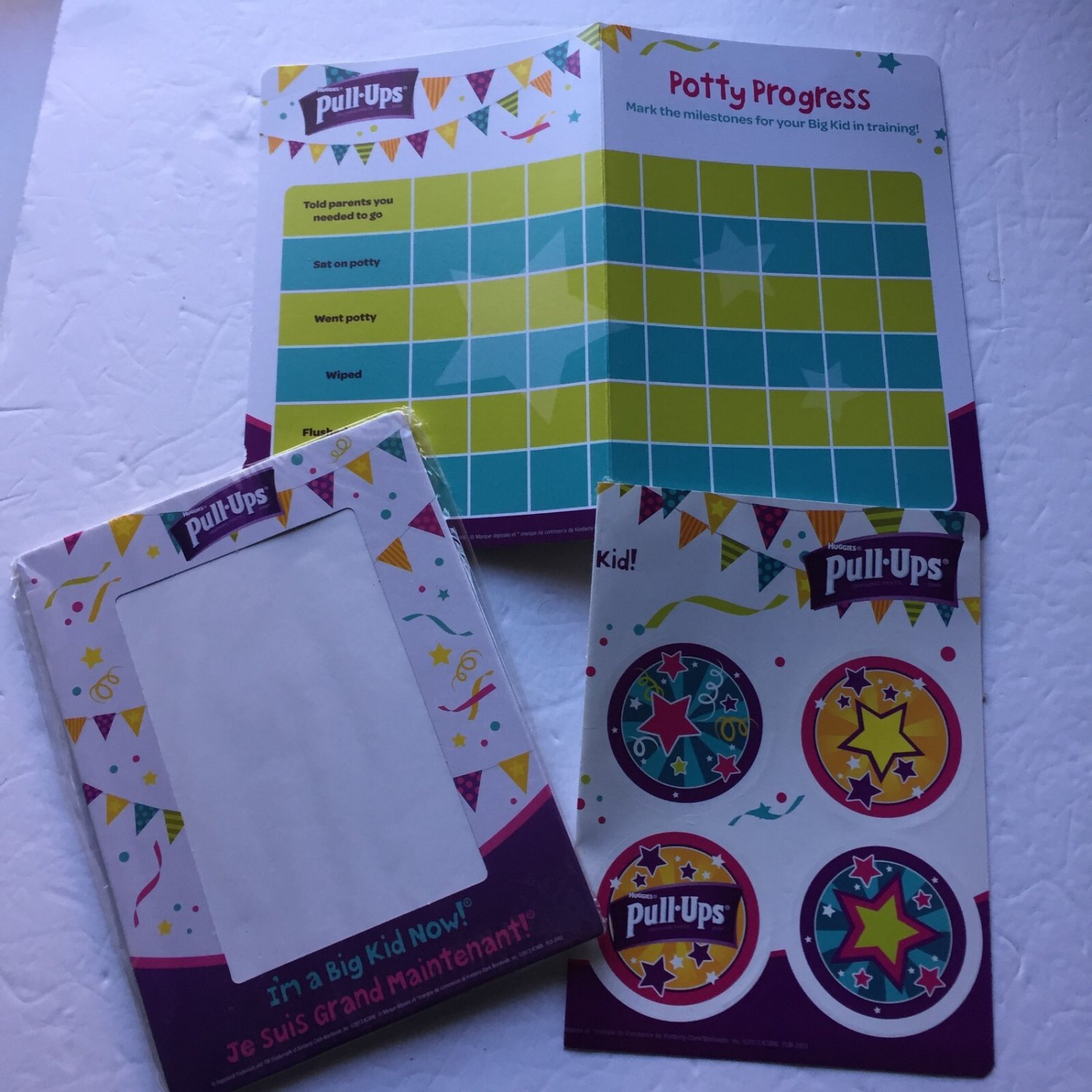 NEW Huggies Pull Ups Potty Chart, 8''x 6'' Frame & Reward Stickers