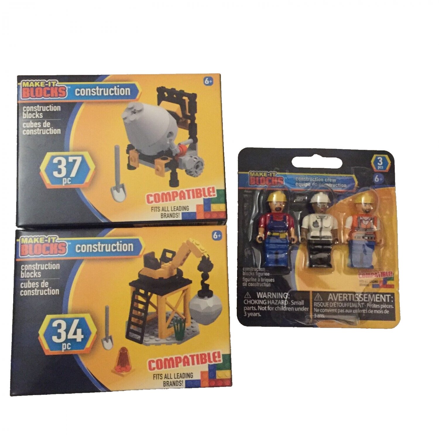 NEW Make It Blocks Construction Sets & Figures - 71 pieces & 3 Figures
