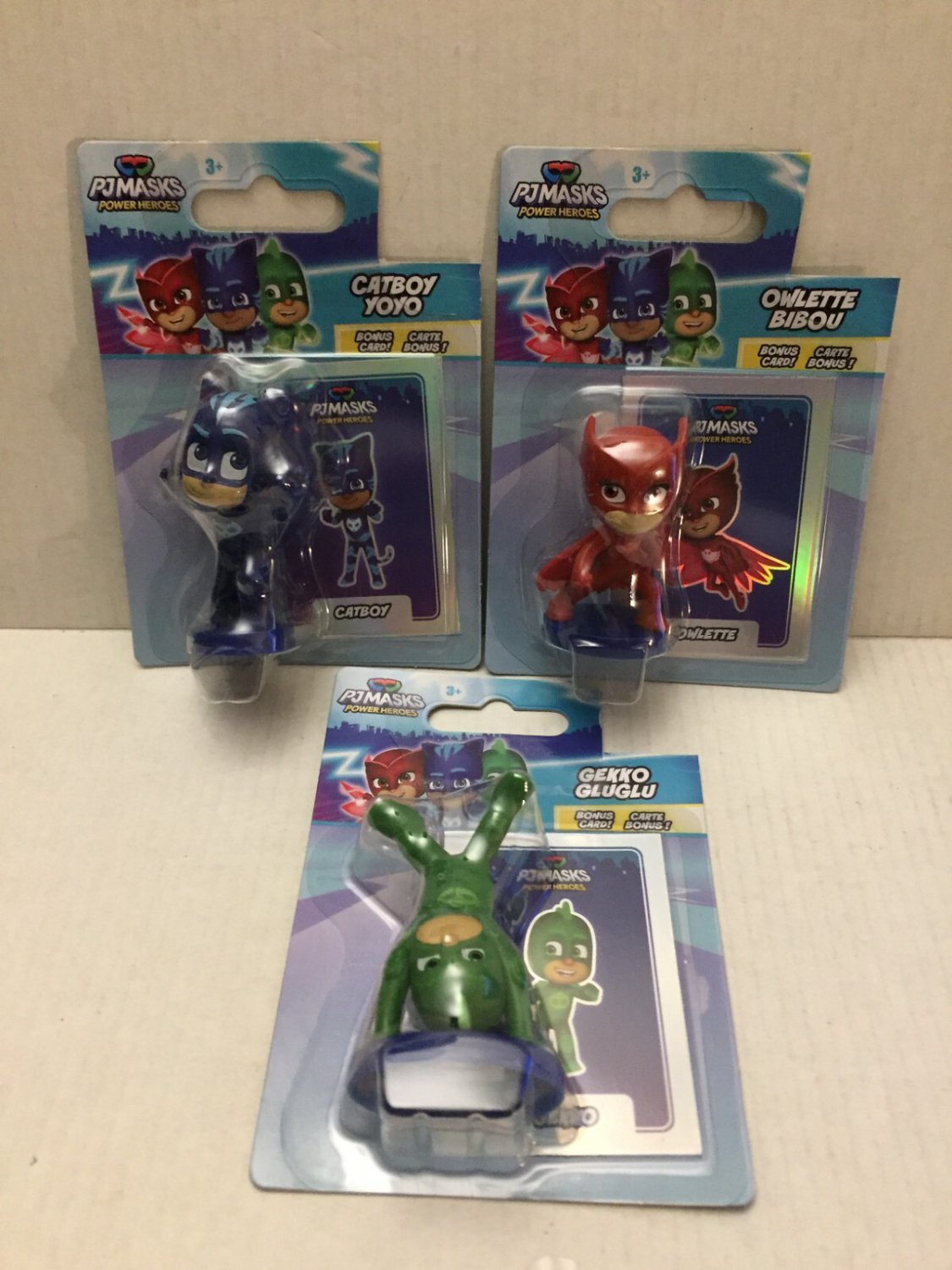 NEW PJ Masks Three Team Figures with Bonus Mini Cards - Catboy Gekko ...