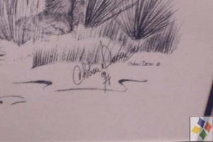 Framed/Signed Sketch by Chebon Dacon 21 X 27