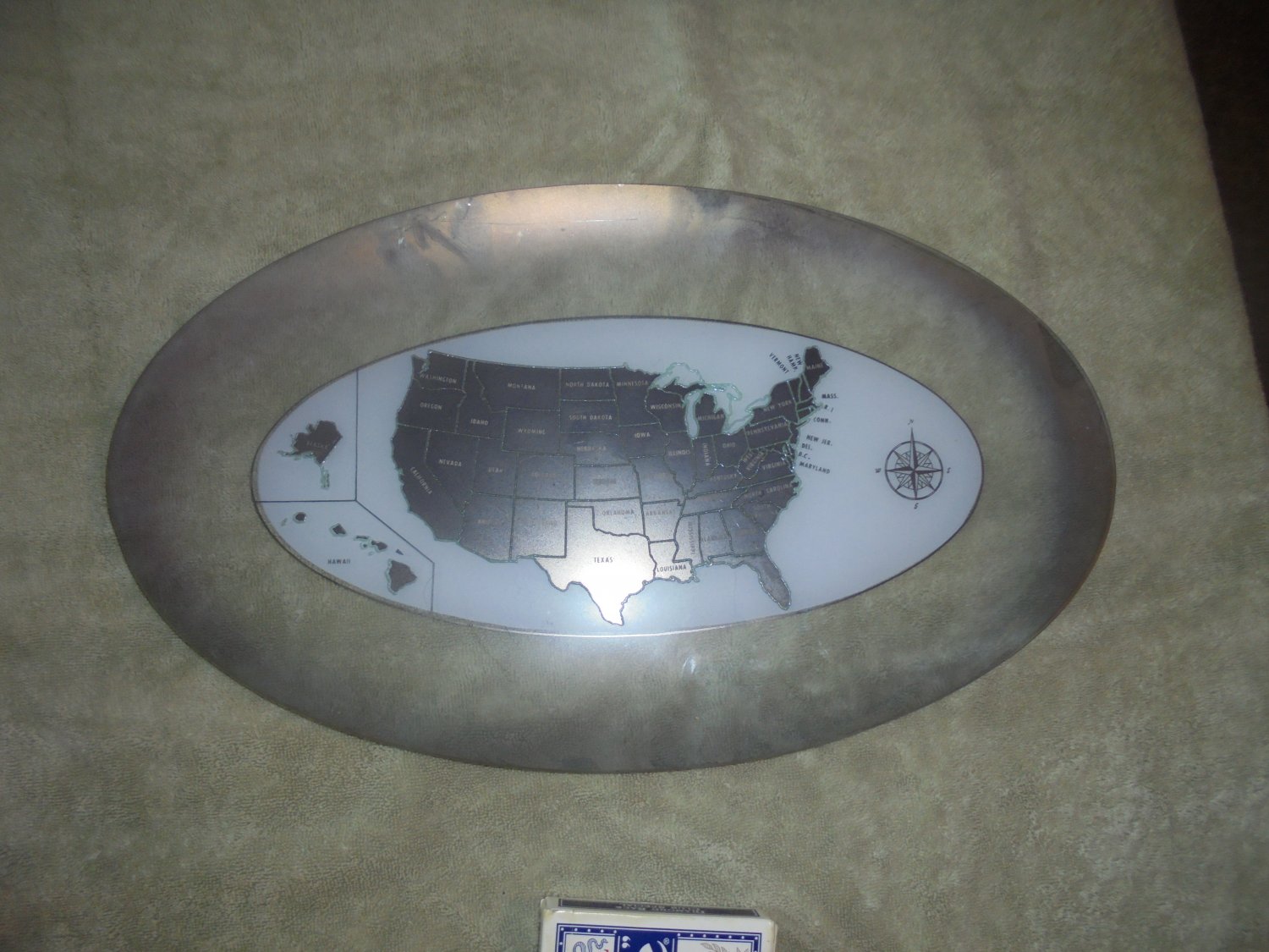 1970’s Sinclair Glass UNITED STATES 17" PLATTER!! 22k Gold inlay! $60. ...