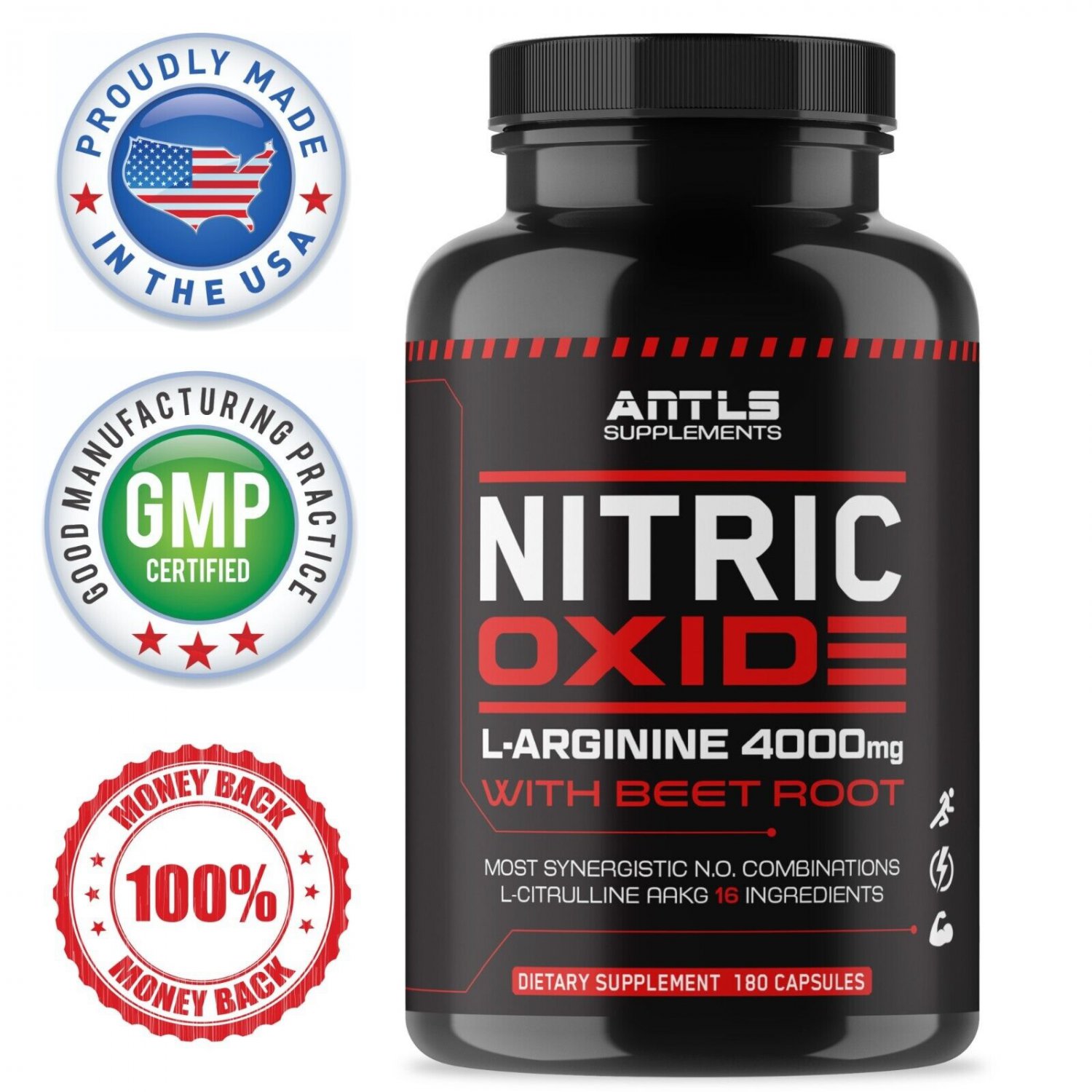 Nitric Oxide L-Arginine Pre Workout Testosterone Booster Multivitamin ...