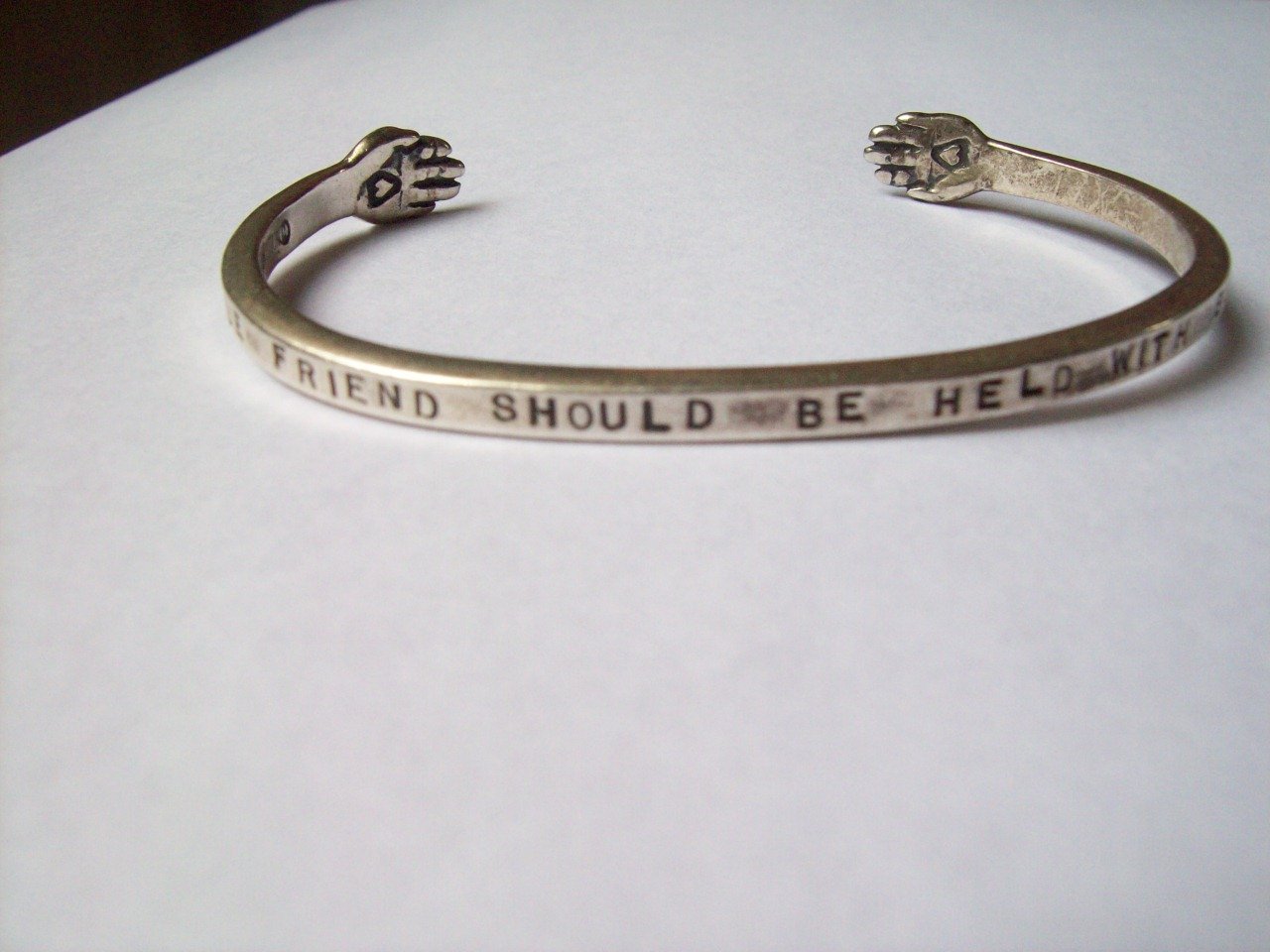 Comstock Sterling Silver A FRIEND SHOULD BE HELD WITH BOTH HANDS Cuff ...