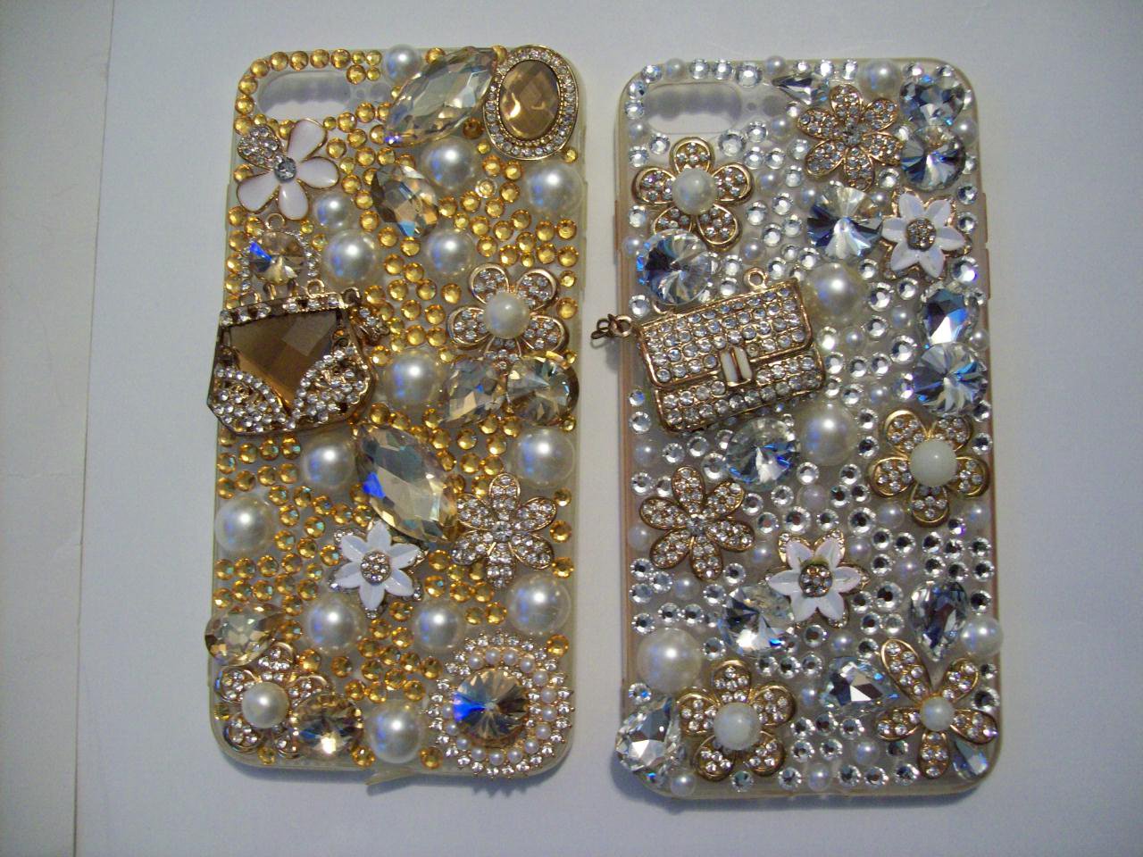 2 (Silver & Gold) Rhinestone Bling Decorative Phone Cases Covers Skins ...