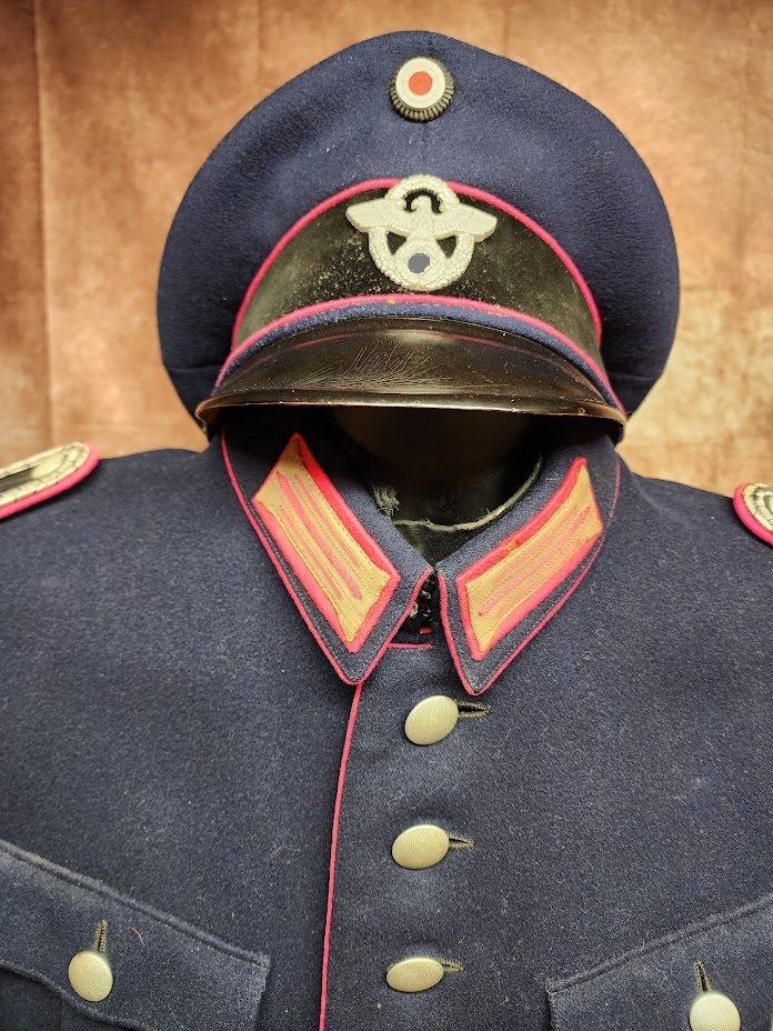 German WW2 Fire Department (Feuerschutzpolizei) Uniform Tunic Visor Set