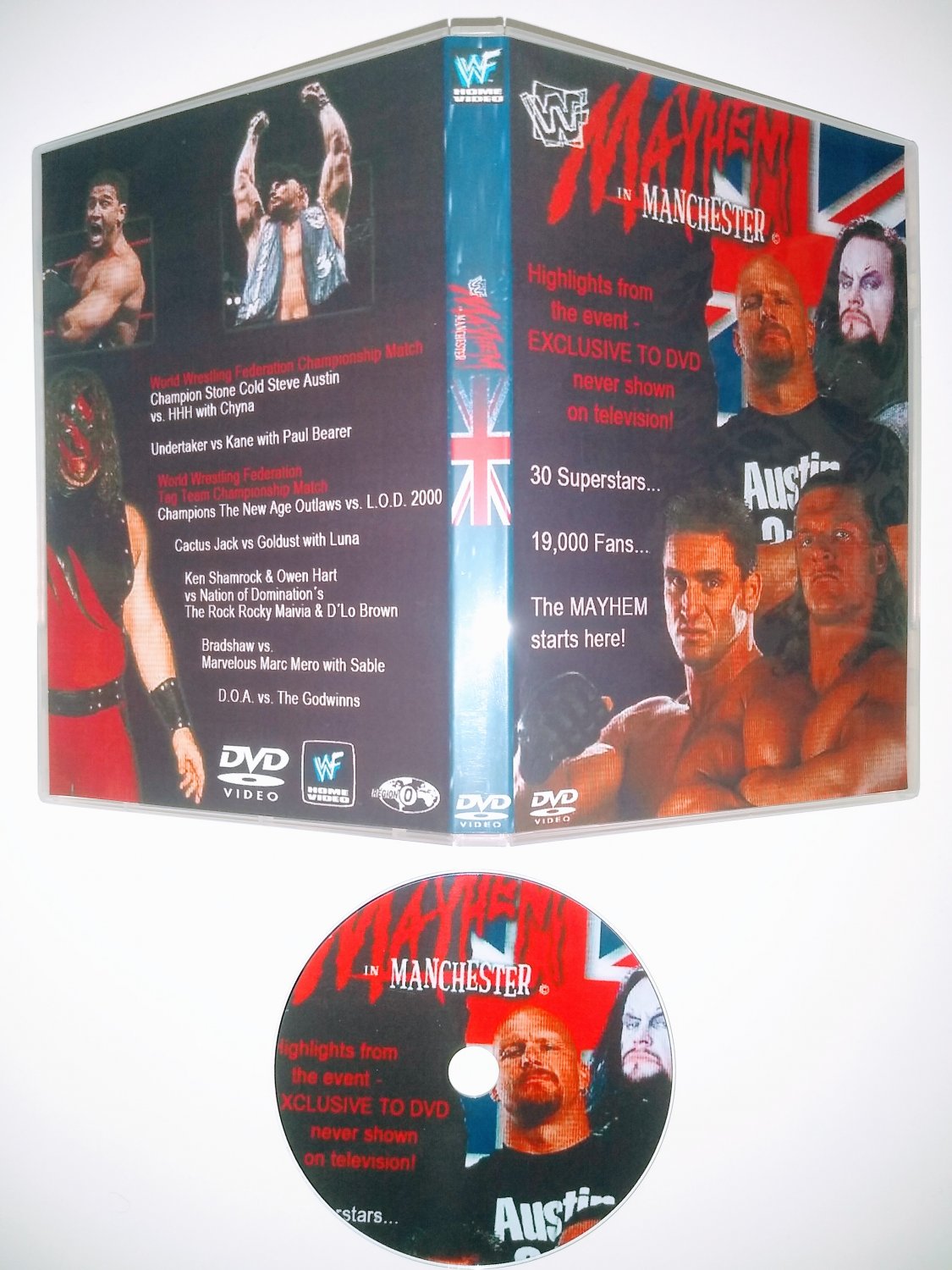 WWF 1998 MAYHEM IN MANCHESTER DVD & Case