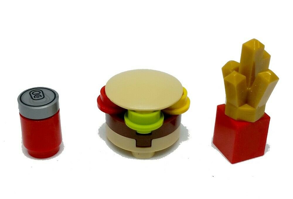 LEGO City Minifigure Fast Food Meal Deal Burger Fries Cola Drink Diner ...