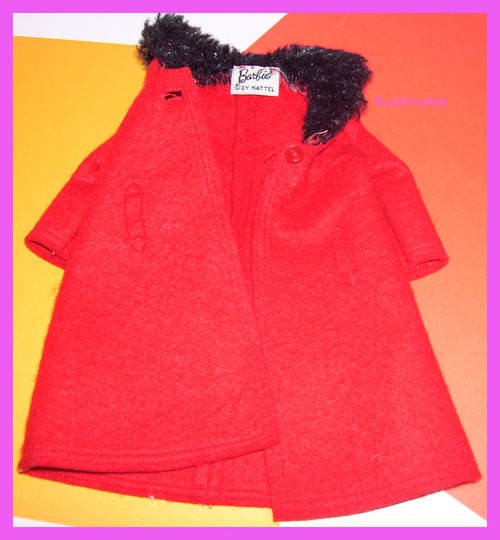 Vintage Barbie Red Felt Coat Its Cold Outside #0819 EXC