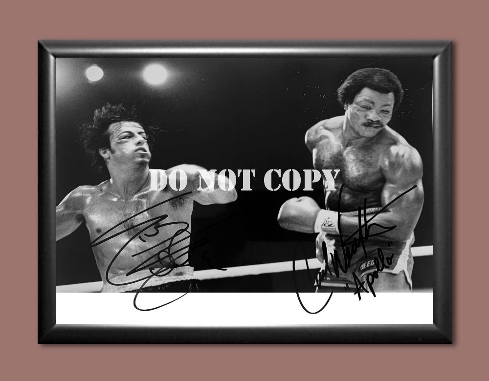 Rocky Cast Sylvester Stallone Carl Weathers Signed Autographed Photo ...