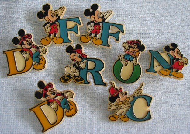 8 Disney Alphabet Pins - Vintage Mickey Mouse