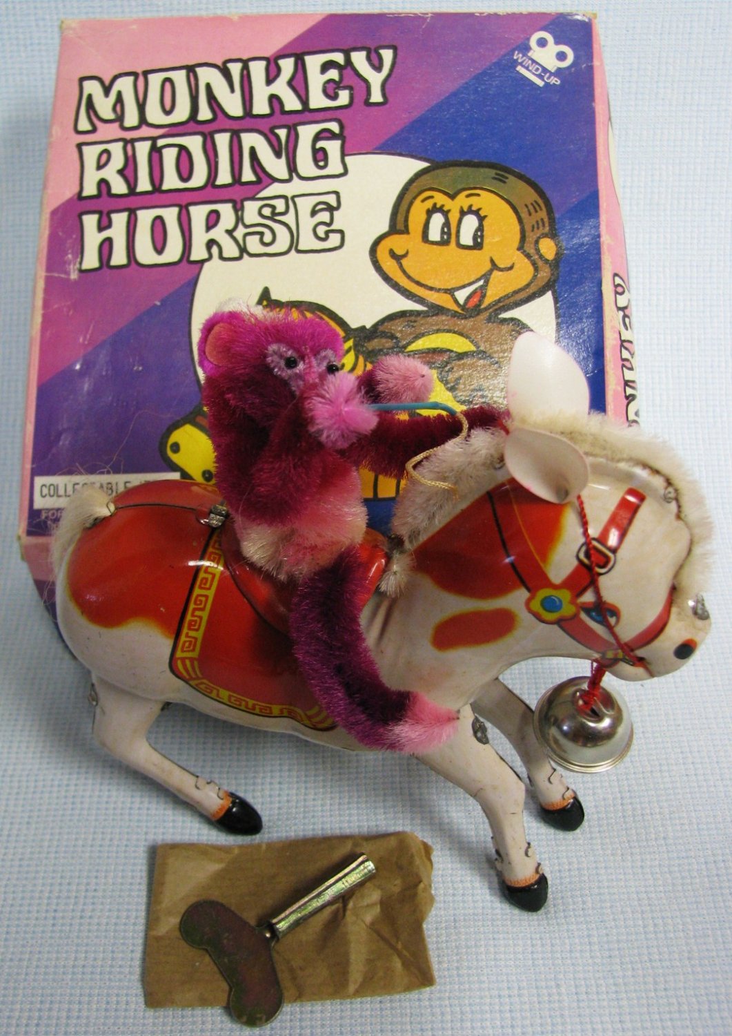 Monkey Riding Horse Tin Wind-Up Toys NIB