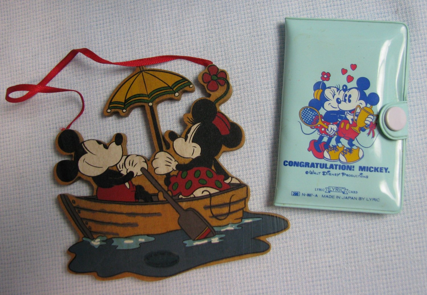 Mickey Mouse Wood Ornament + Congratulations Mickey Vinyl Card Pouch