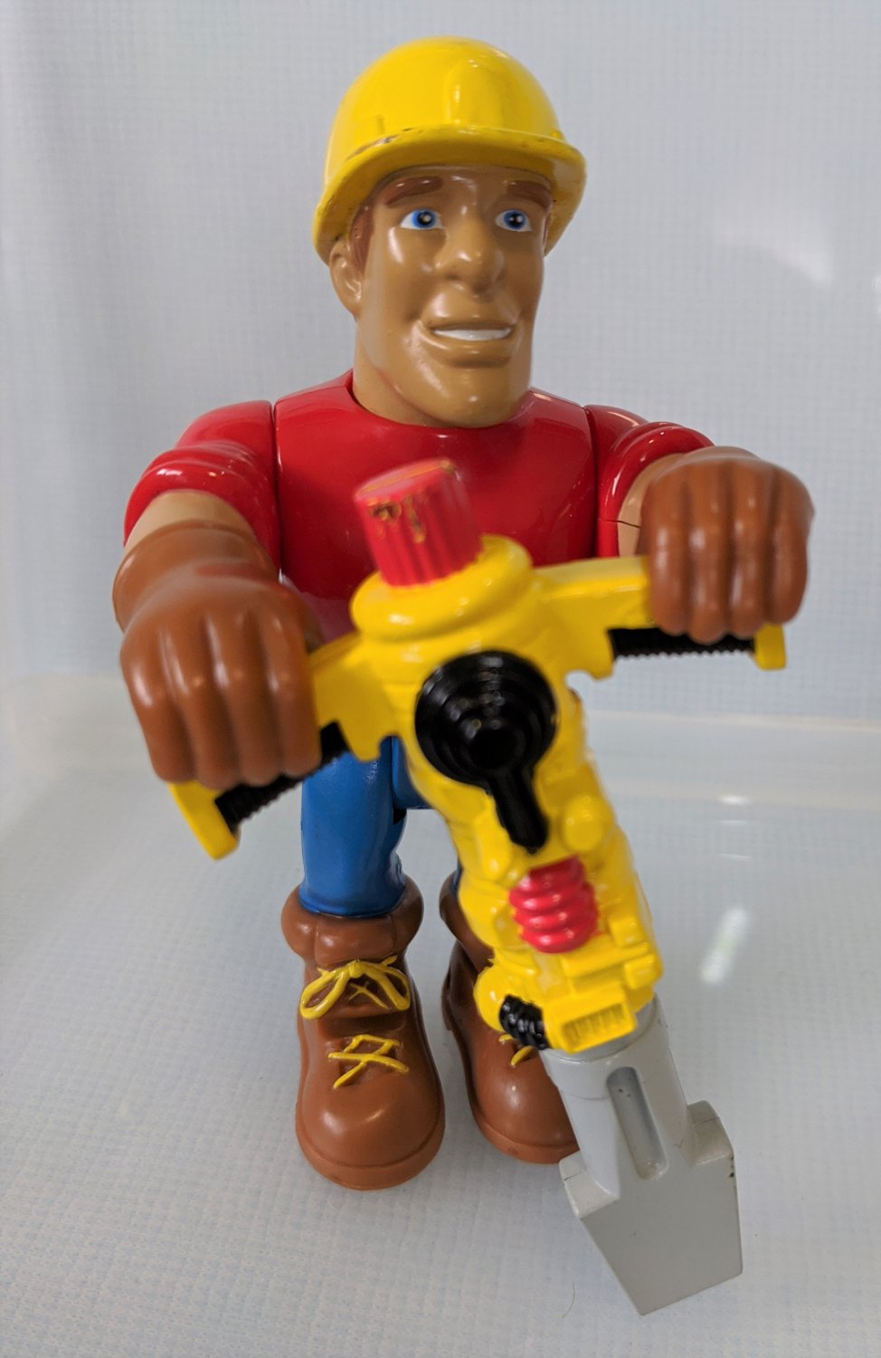 Hard Hat Construction Worker Figure with Jackhammer