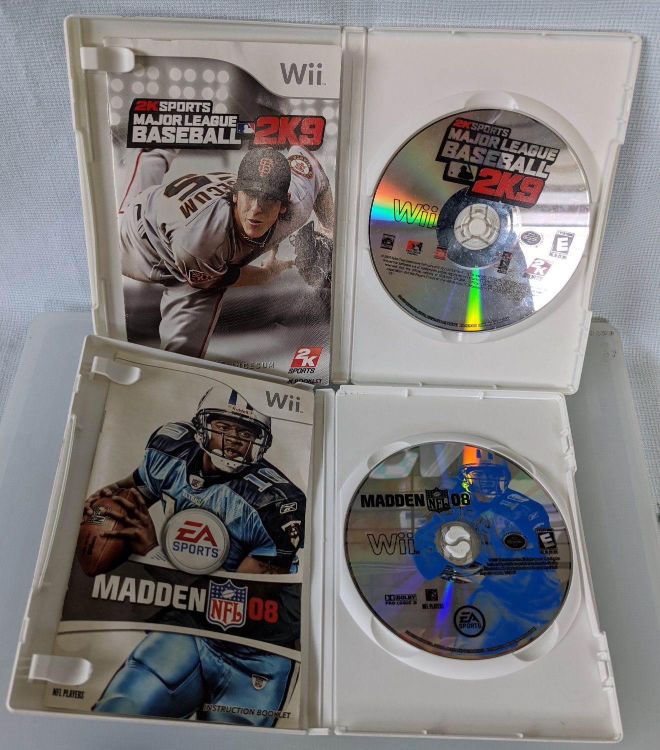 Wii Madden NFL 08 + Major League Baseball 2K9 Nintendo Video Games