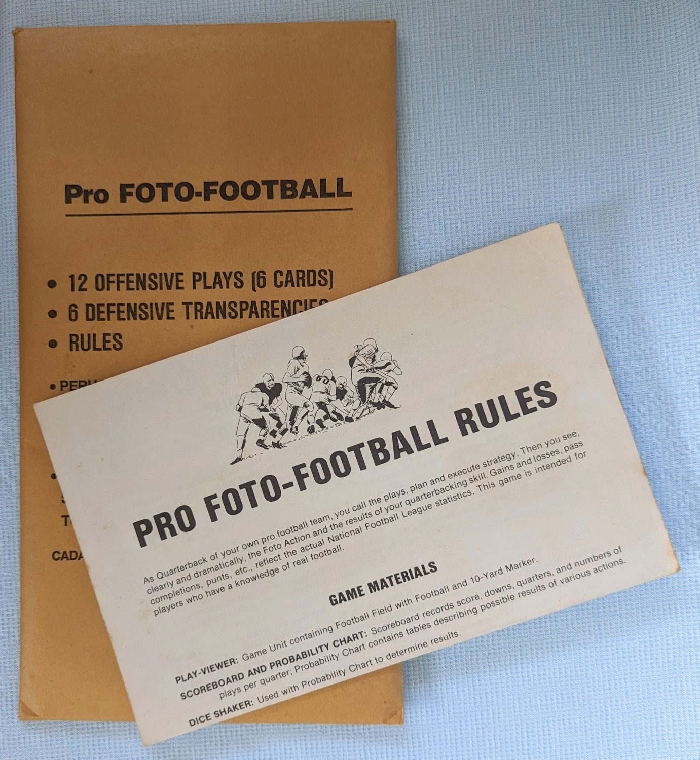 Pro Foto Football Board Game Transparency Cards Cadaco 1977
