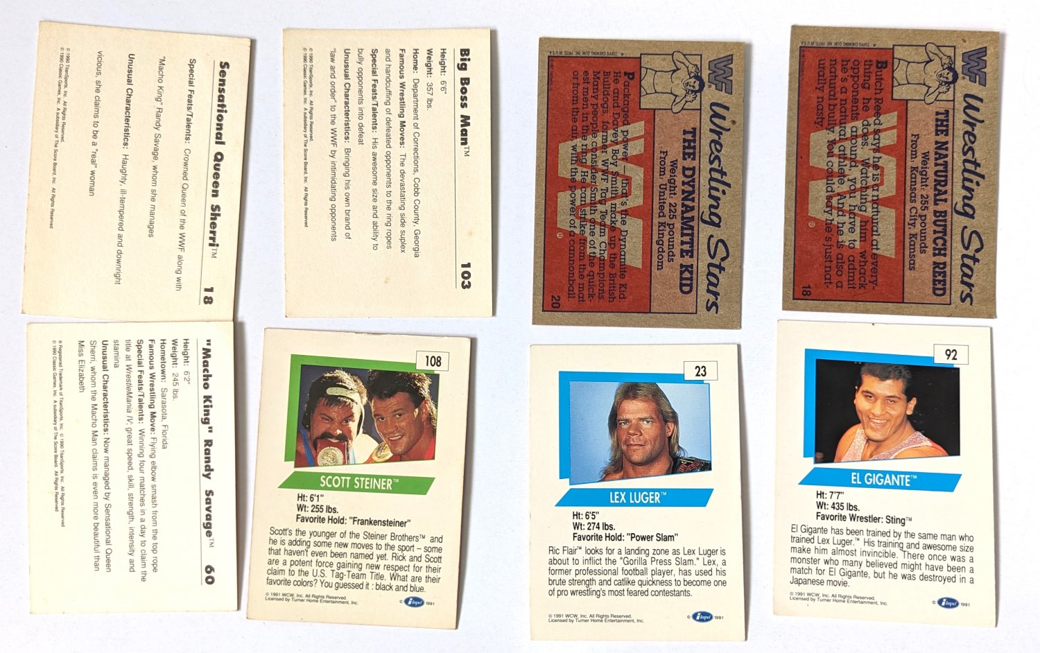 WWF WCW Dynamite Kid Wrestling Stars Trading Cards Lot