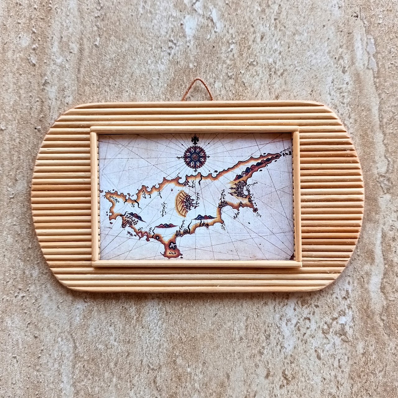 Cyprus Map Decoration Art Handmade 150x85mm Bamboo Sticks 01704