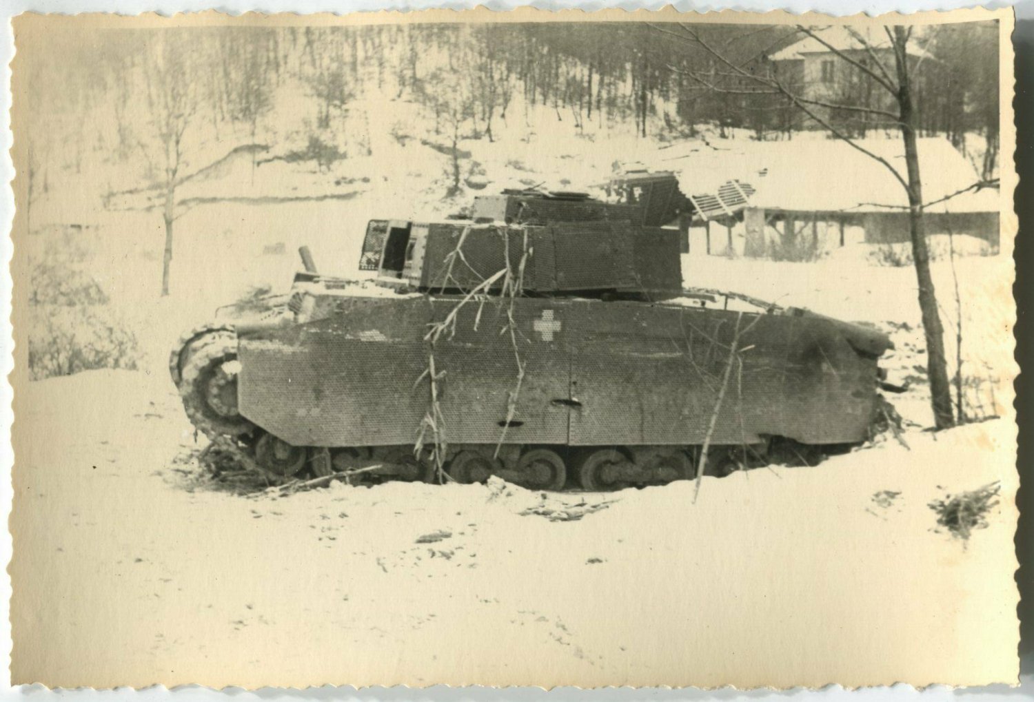 German WWII Photo Abandoned Hungary Tank Turan 40M 01280