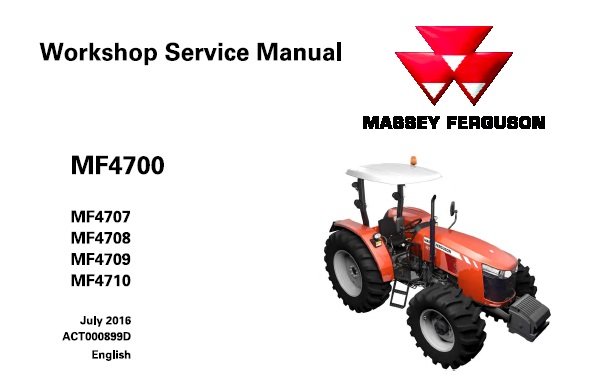 Massey Ferguson MF4707, MF4708, MF4709, MF4710 Tractors (MF4700 Series ...