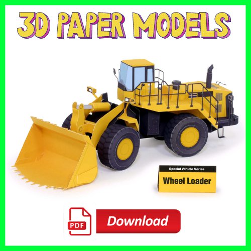 Wheel Loader 3D Paper Model - DIY Handicraft - Template DOWNLOAD PDF