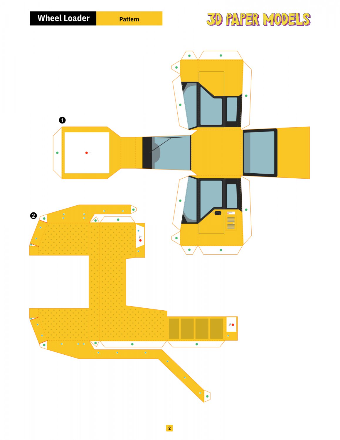 Wheel Loader 3D Paper Model - DIY Handicraft - Template DOWNLOAD PDF