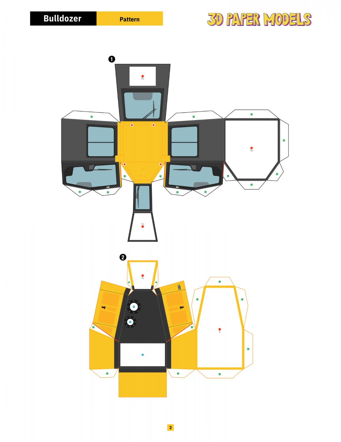 Bulldozer 3D Paper Model - DIY papercraft - Paper Toy Bulldozer ...