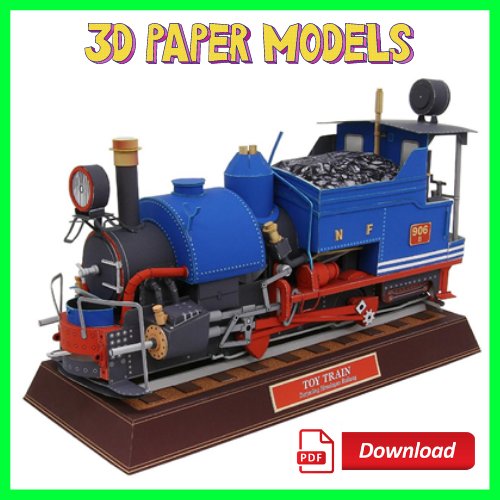 TOY TRAIN 3D PAPER MODEL - DIY printable Toy Train - Toy Train Pattern ...