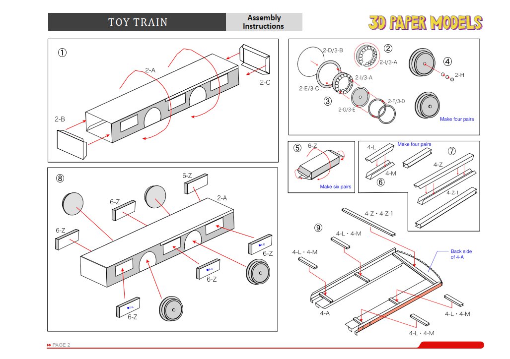 TOY TRAIN 3D PAPER MODEL - DIY printable Toy Train - Toy Train Pattern ...