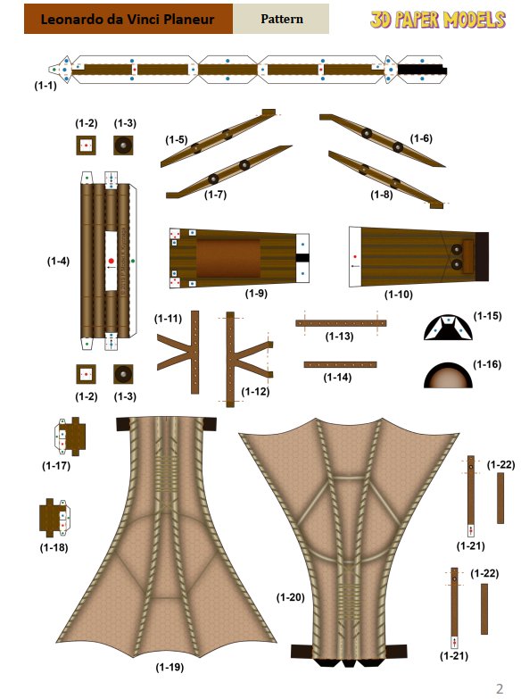 Paper Toy Leonardo da Vinci Glider 3D Paper Model, Toy Helicopter,Toy ...